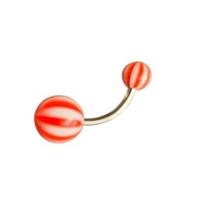 Jewelry | Red White Peppermint Striped Belly Button Ring | Poshmark
